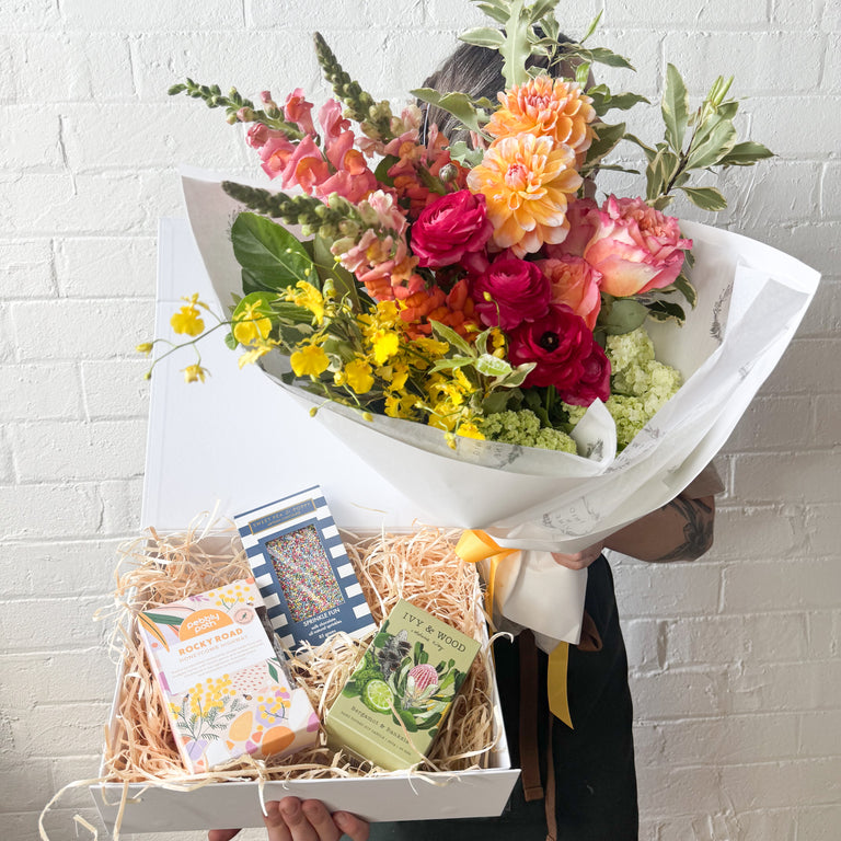 The Birthday Hamper with Flowers - Sydney Same Day Hamper Delivery
